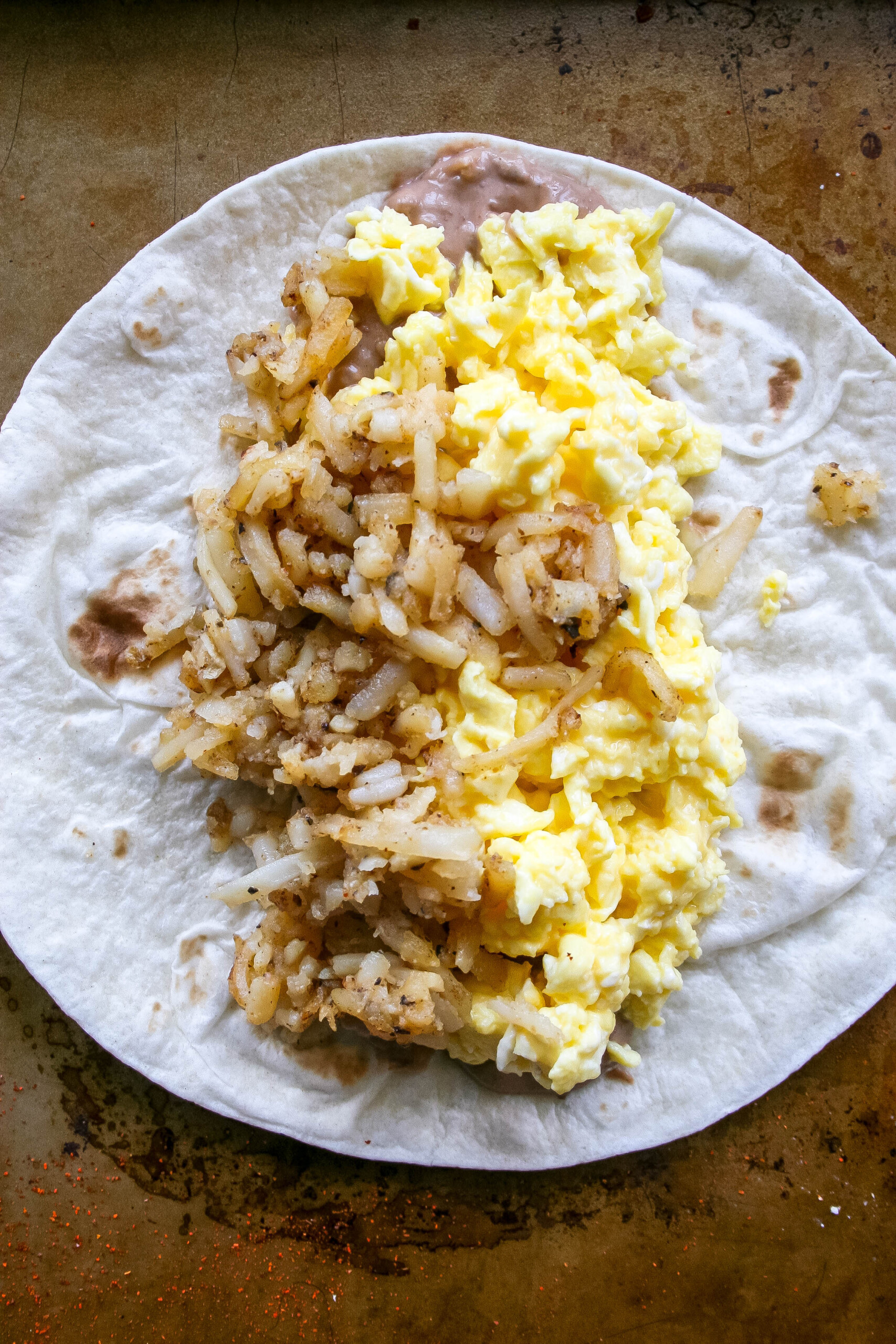 breakfast burritos with creamy black bean, cheesy egg, and seasoned ...