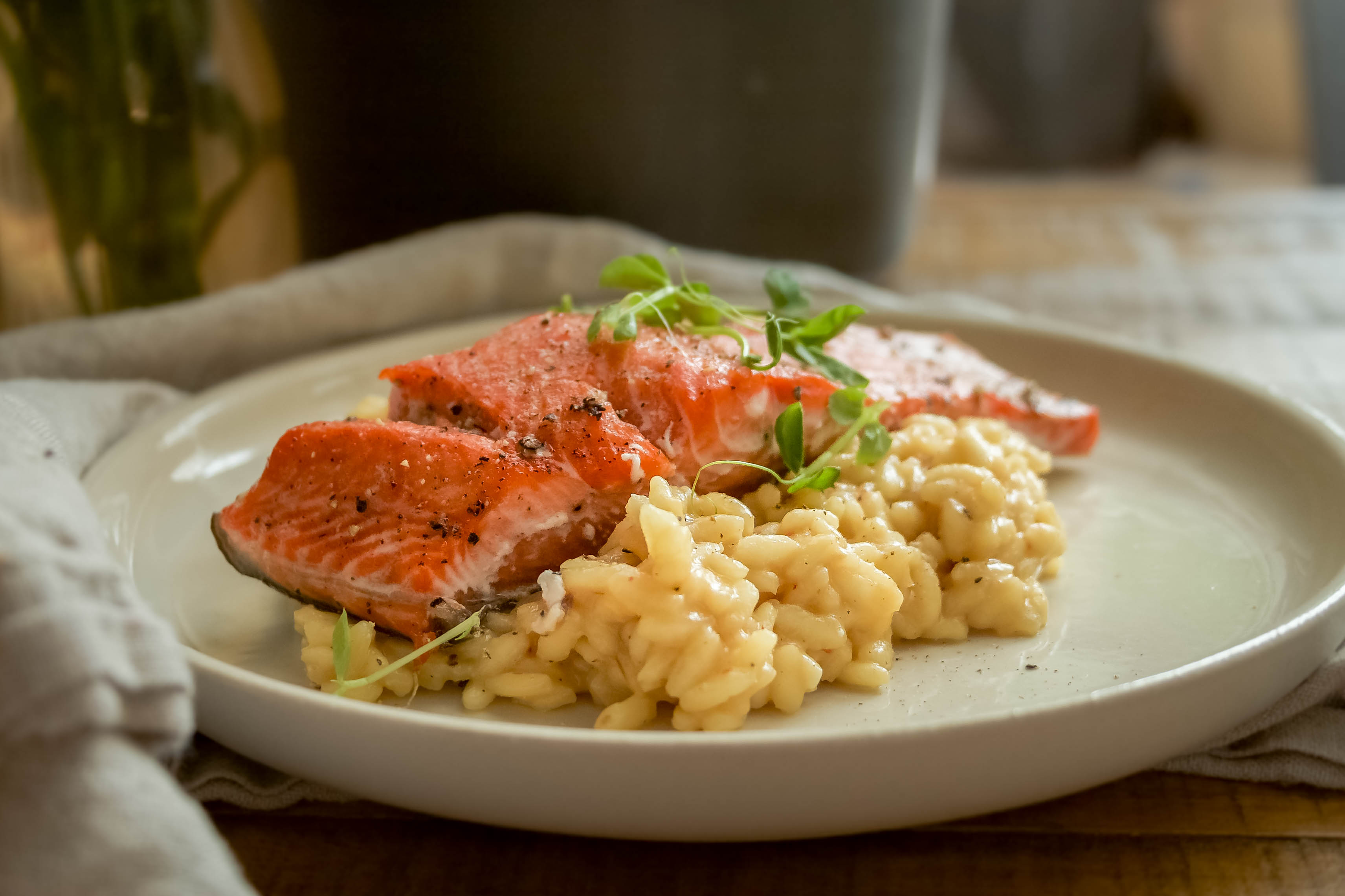 saffron risotto + coho salmon - A Flavor Journal