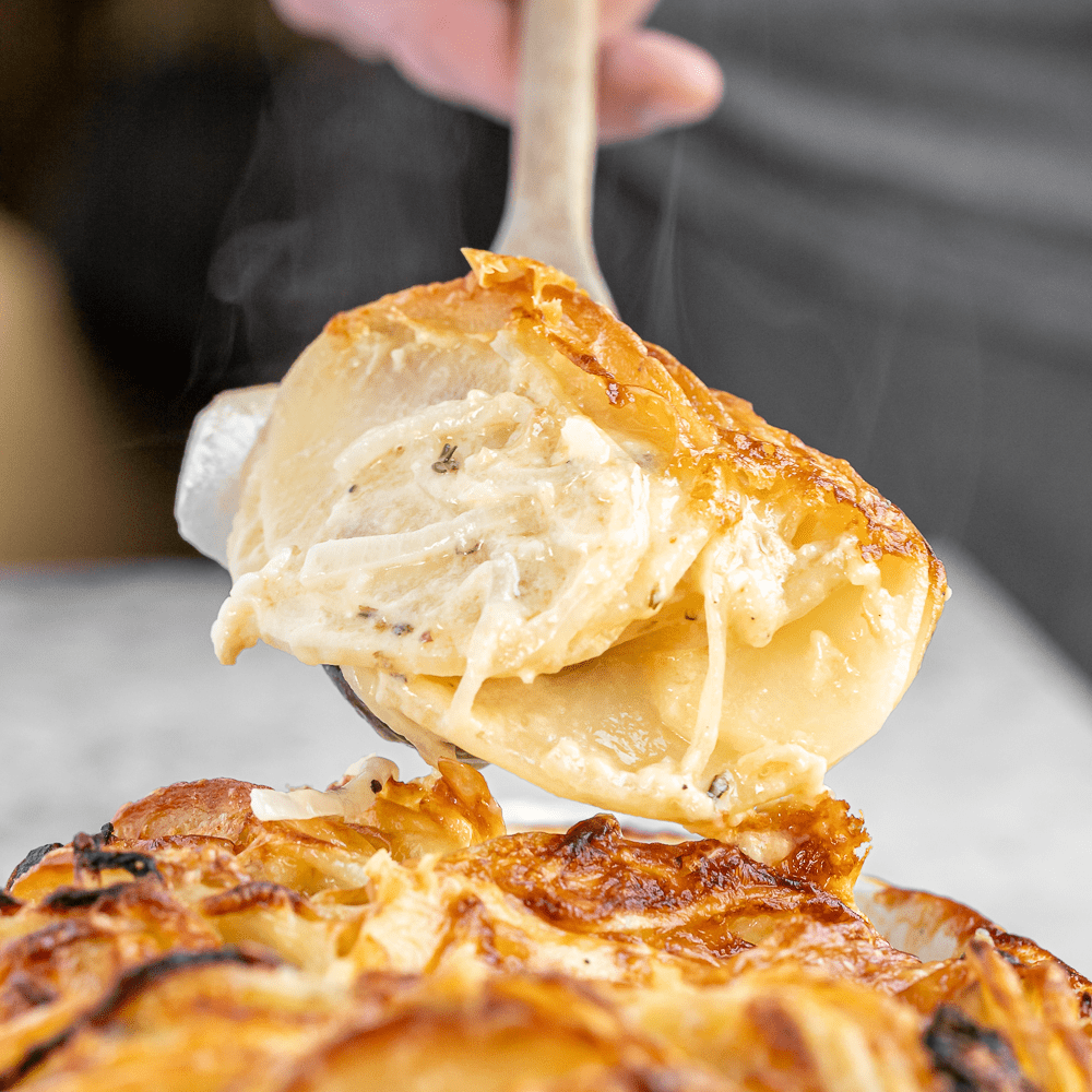 Cheesy Hasselback Potatoes and Onions with Midwest Dairy - A Flavor Journal