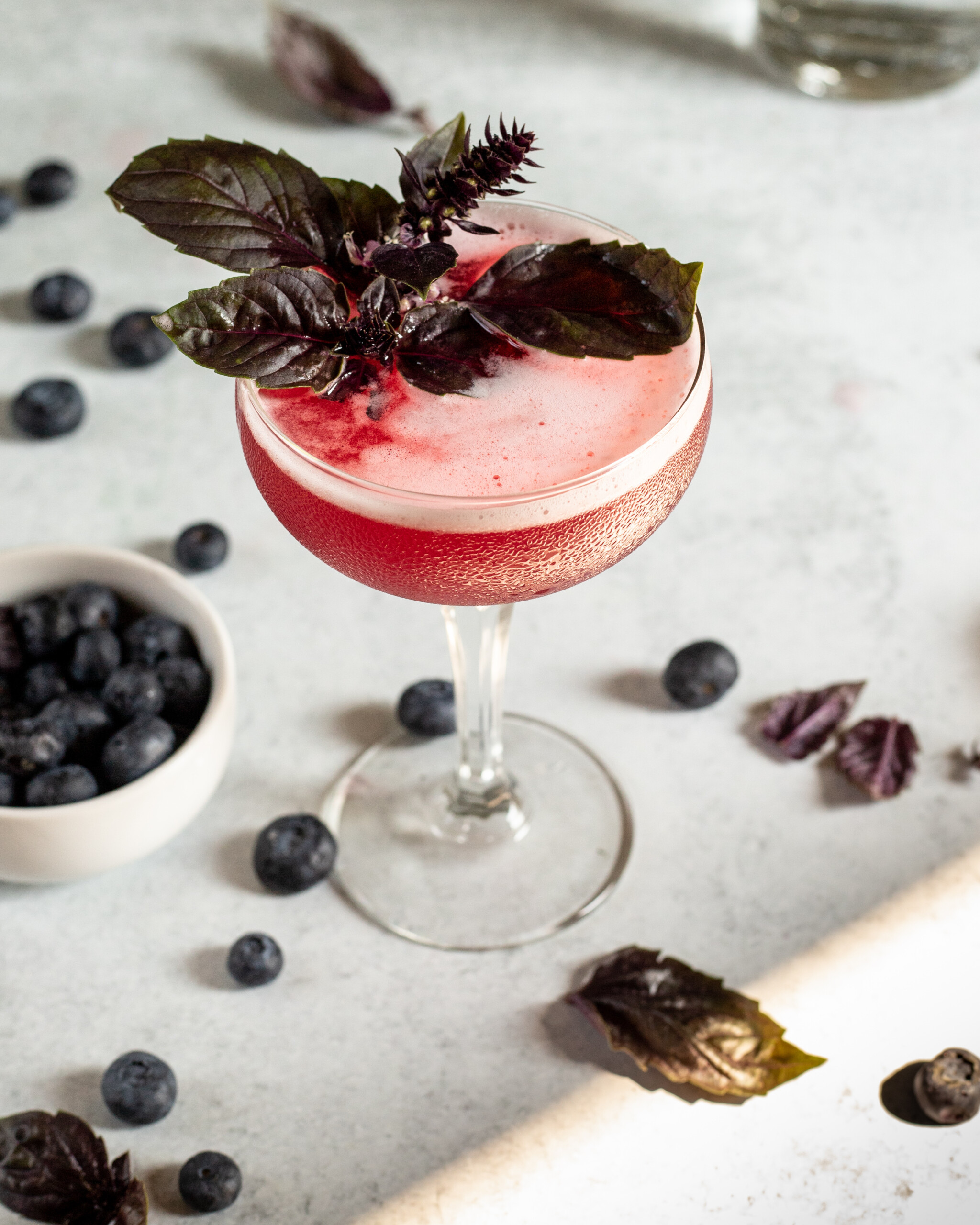 Basil Blueberry Gin Sour Cocktail - A Flavor Journal