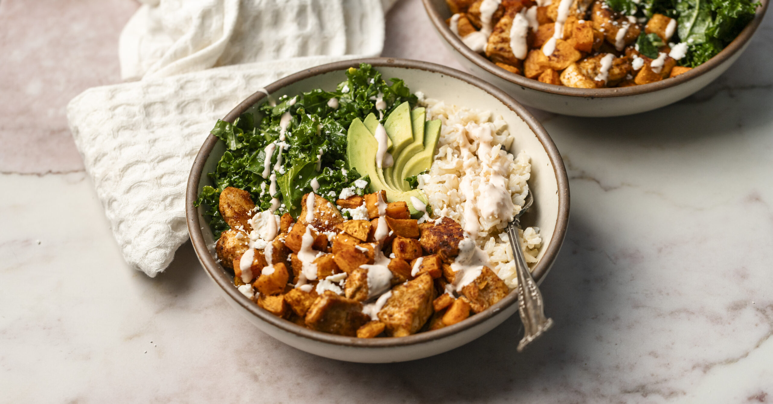 Roasted Sweet Potato, Chicken, Kale, and Rice Bowls for Two - A Flavor ...